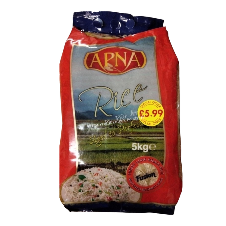 Apna Long Grain Basmati Rice 5KG - Red Rickshaw